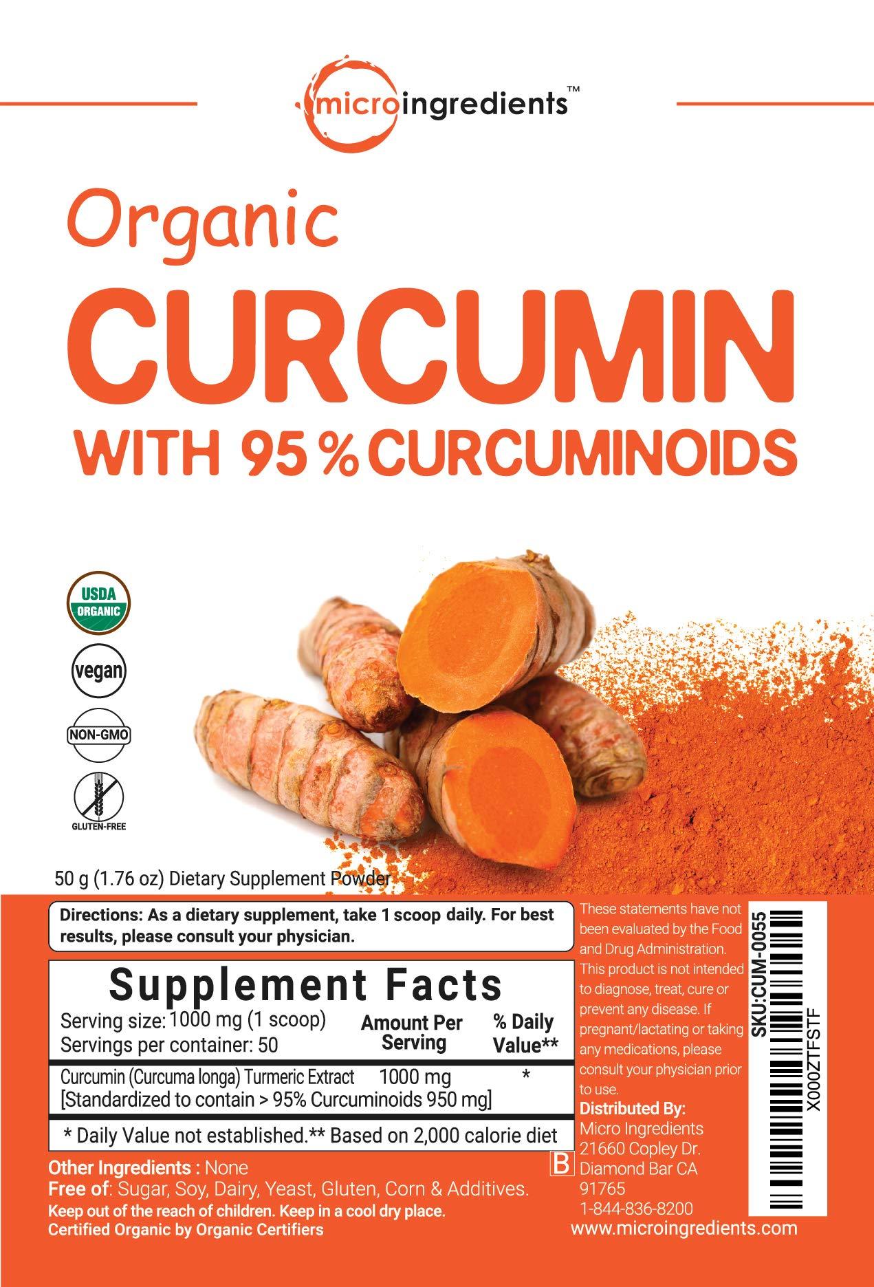 Micro Ingredients USDA Organic Curcumin 95 Turmeric Extract Powder 50g ...